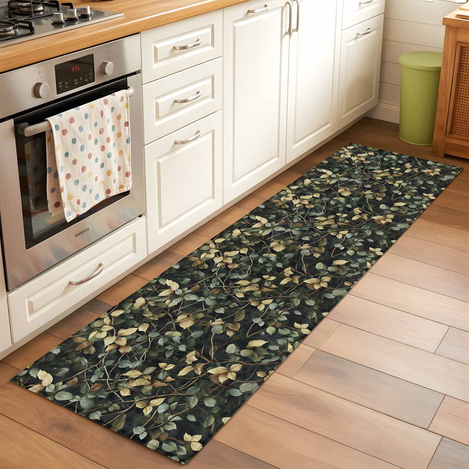 2'x6' Rug Runners for Hallways Kitchen, Branches Green Leaves Non Slip ...