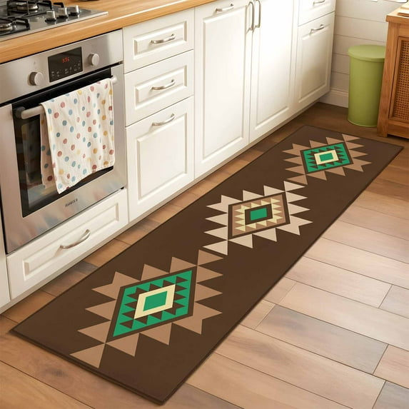 2'x6' Rug Runners for Hallways Kitchen, Brown Green Boho Non Slip ...