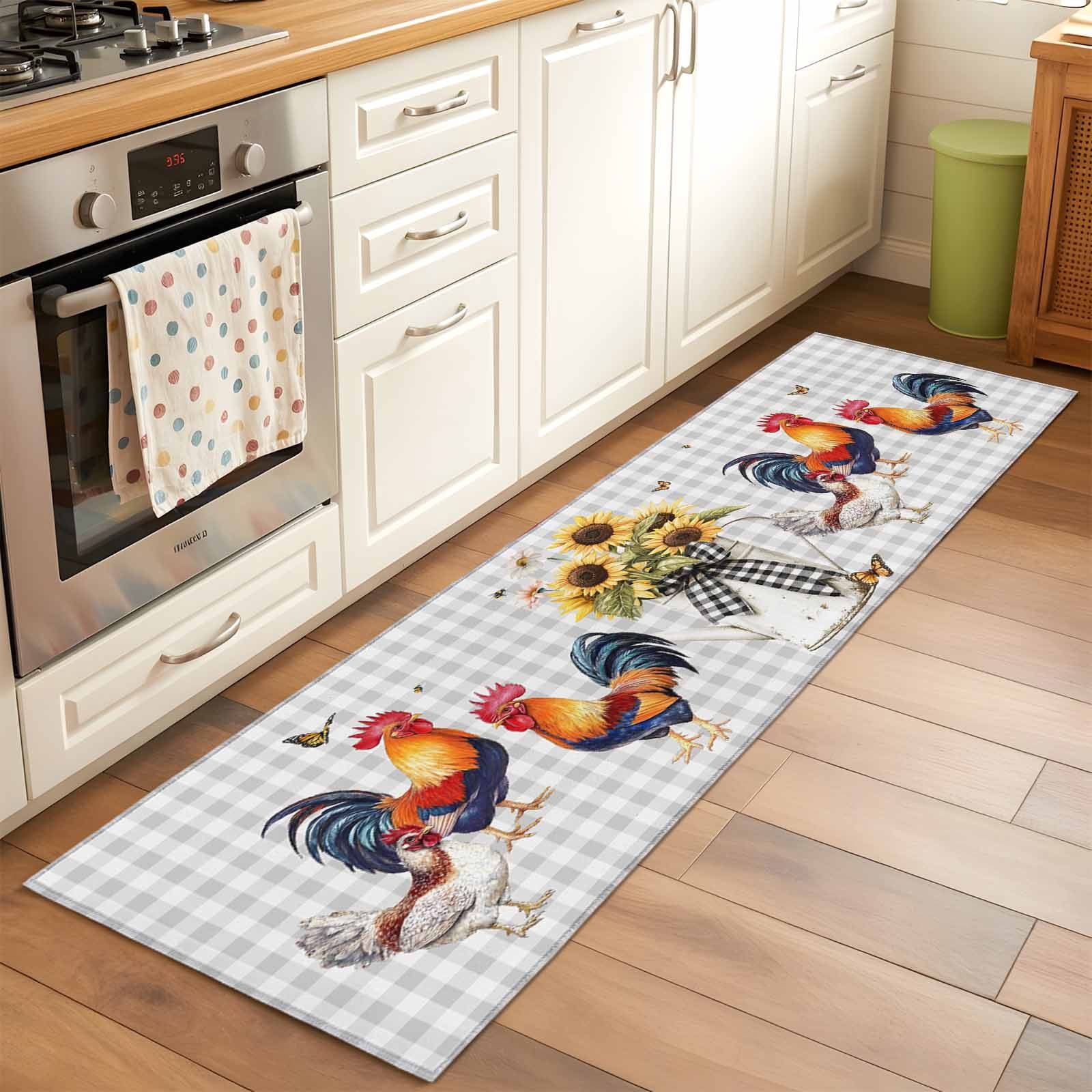 2'x6' Rug Runners for Hallways Kitchen, Chicken Sunflowers Non Slip ...