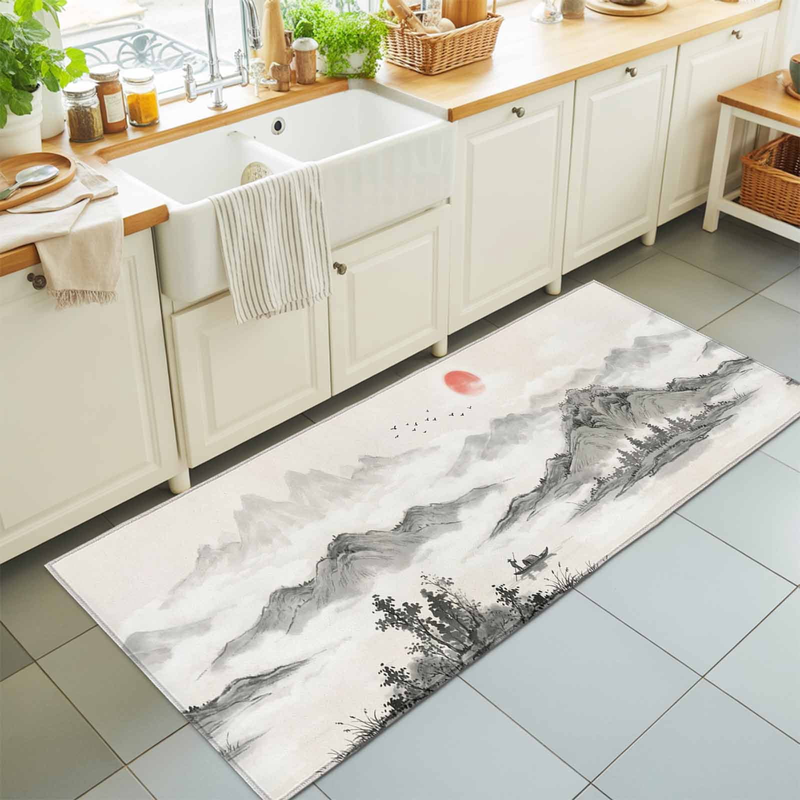 2'x6' Rug Runners for Hallways Kitchen, Chinese Ink Painting Non Slip ...