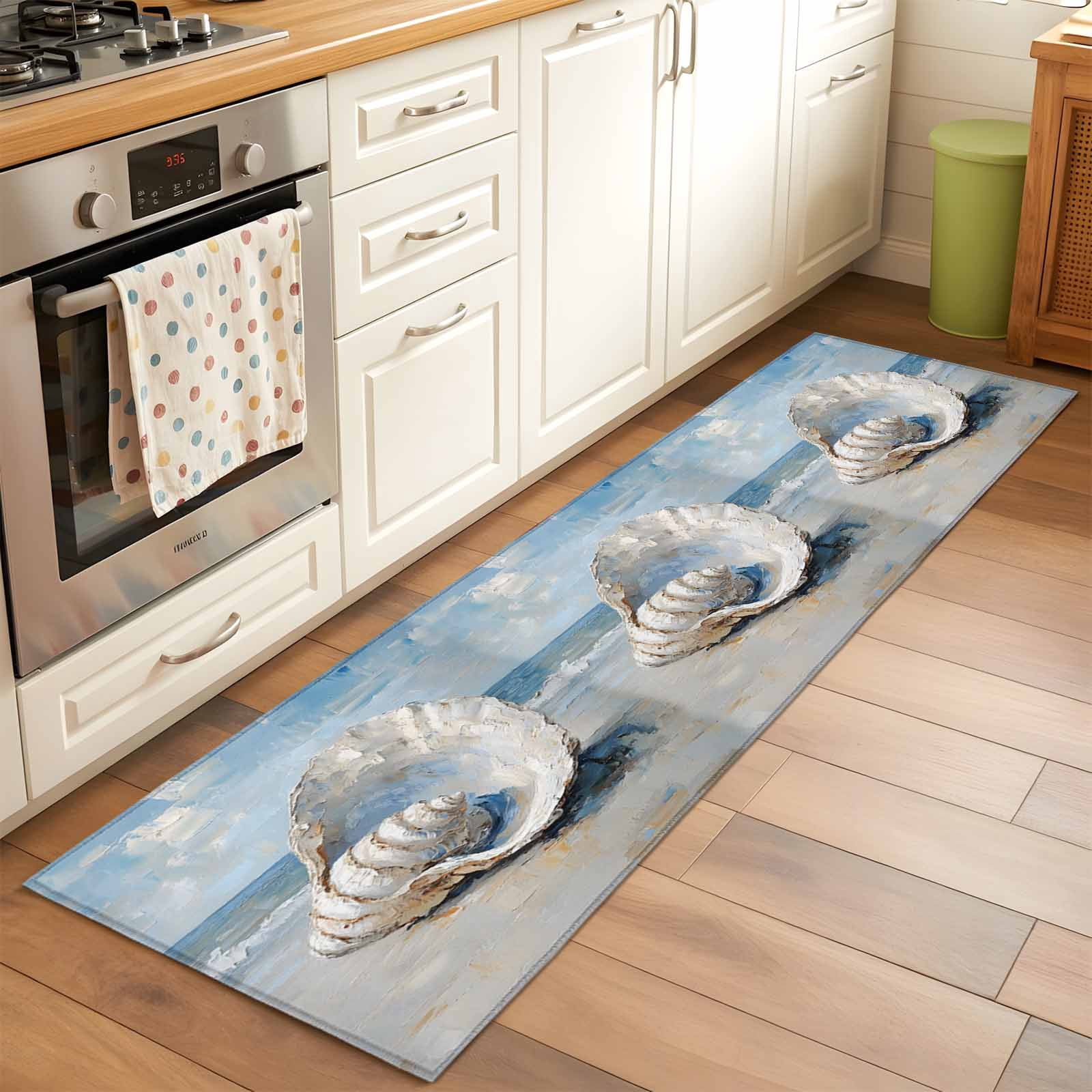 2'x6' Rug Runners for Hallways Kitchen, Coastal Ocean Shells Non Slip ...
