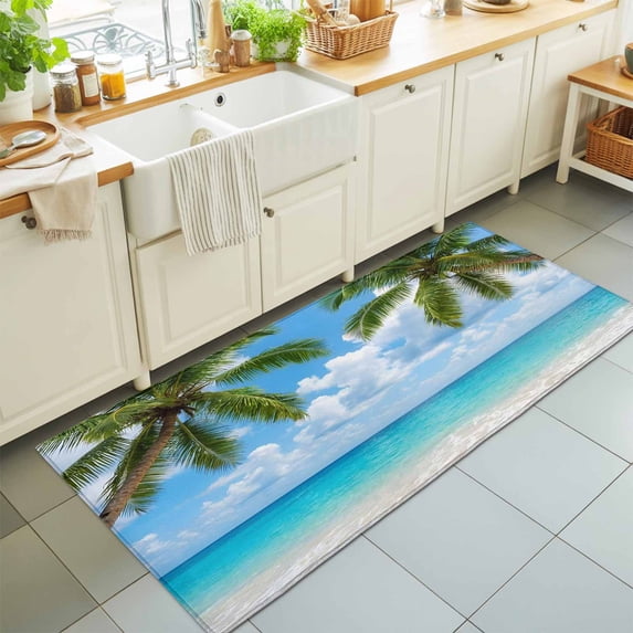 2'x6' Rug Runners for Hallways Kitchen, Coastal Palm Trees Non Slip ...