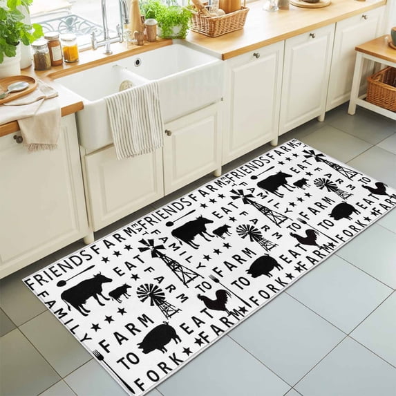 2'x6' Rug Runners for Hallways Kitchen, Cow Pig Chicken Non Slip ...