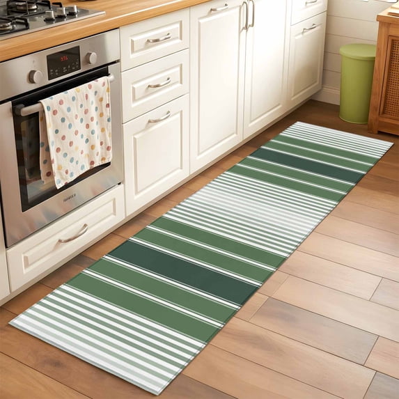2'x6' Rug Runners for Hallways Kitchen, Dark Green Ombre Stripe Non ...