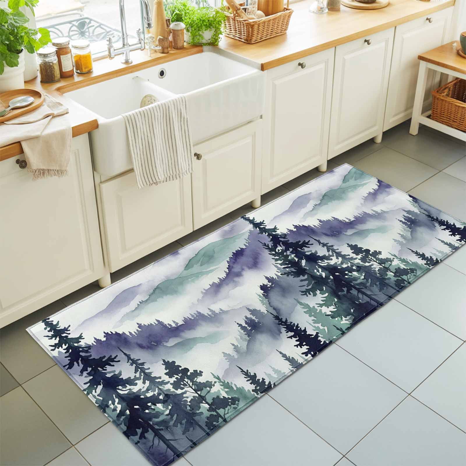 2'x6' Rug Runners for Hallways Kitchen, Dark Purple Forest Non Slip ...