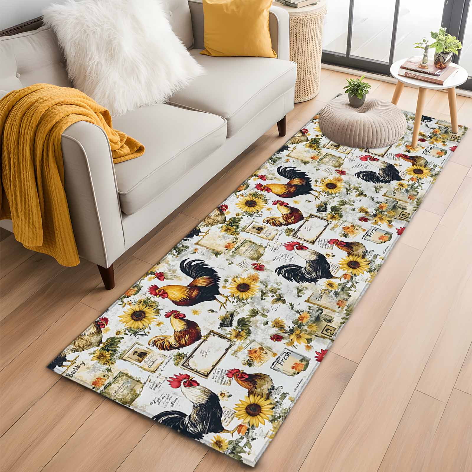 2'x6' Rug Runners for Hallways Kitchen, Farm Rooster Non Slip Entryway ...