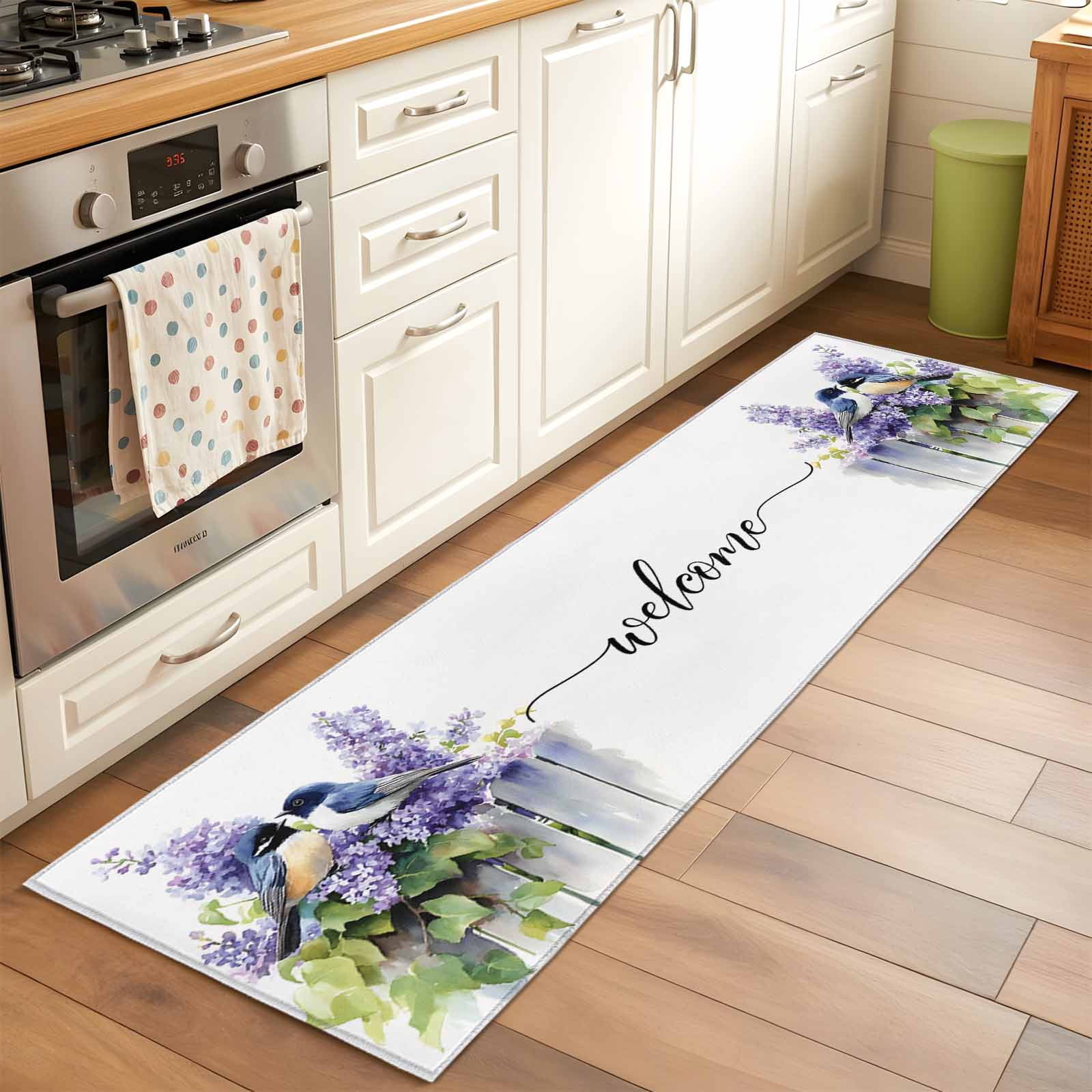 2'x6' Rug Runners for Hallways Kitchen, Flowers Bird Non Slip Entryway ...