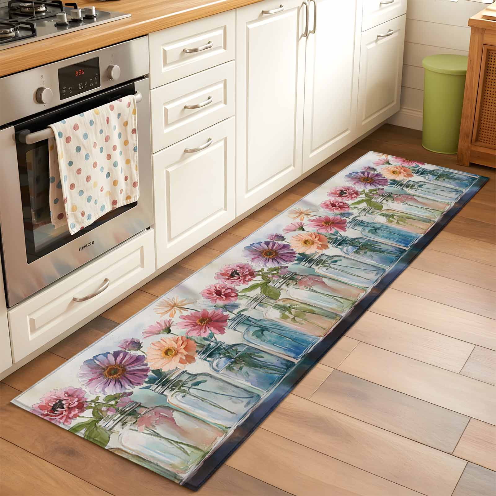 2'x6' Rug Runners for Hallways Kitchen, Flowers Leaves Non Slip ...