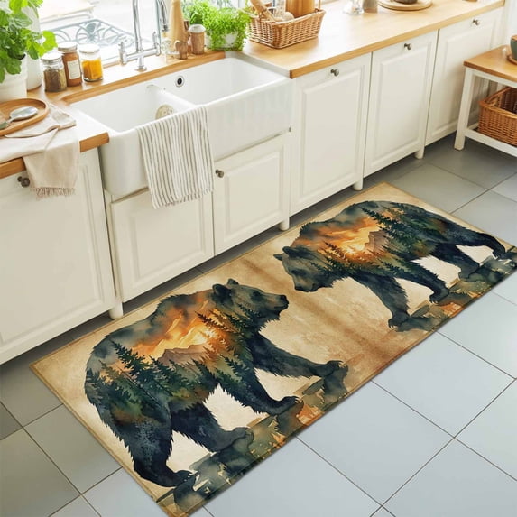 2'x6' Rug Runners for Hallways Kitchen, Forest Bear Non Slip Entryway ...