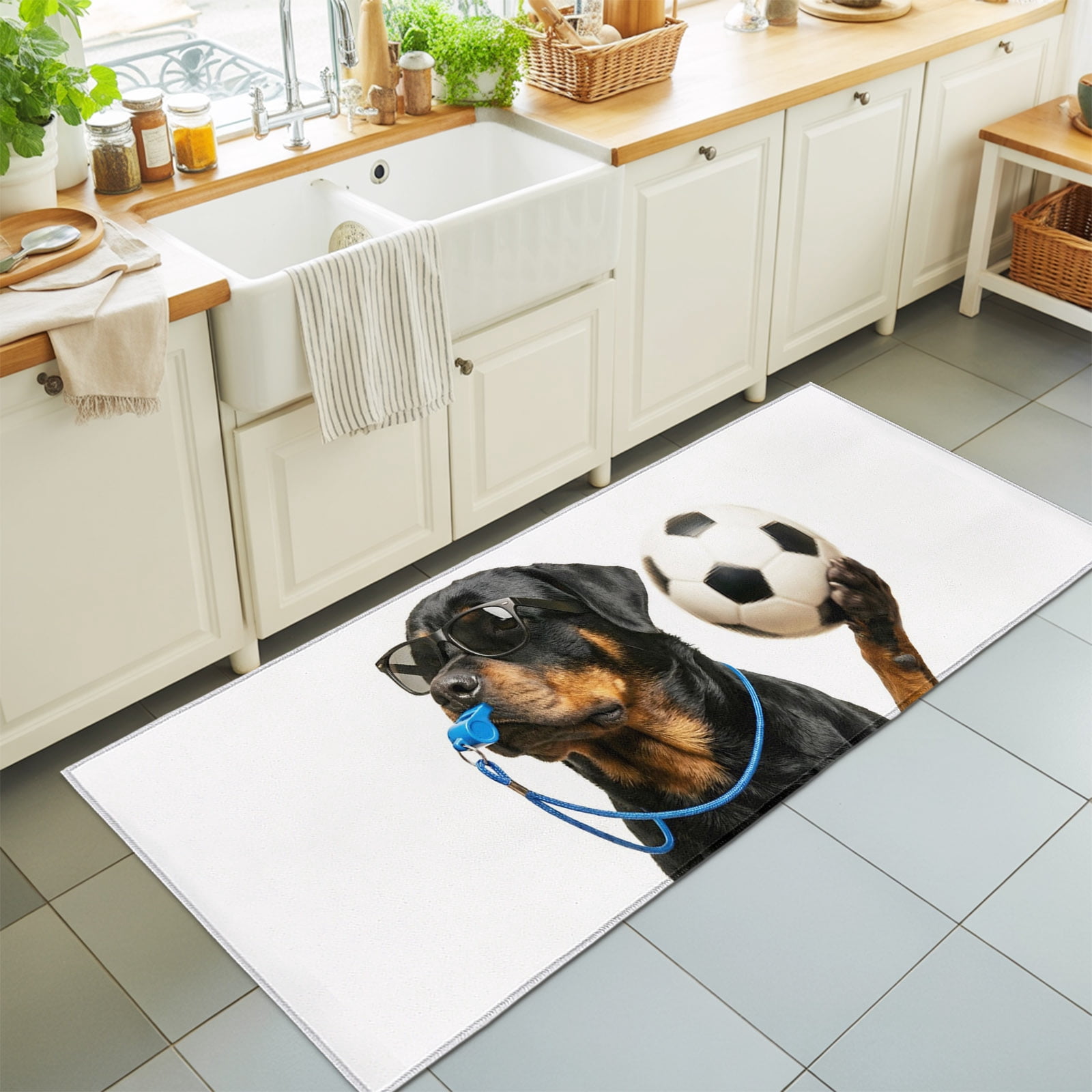 2'x6' Rug Runners for Hallways Kitchen, Funny Dog Football Non Slip ...