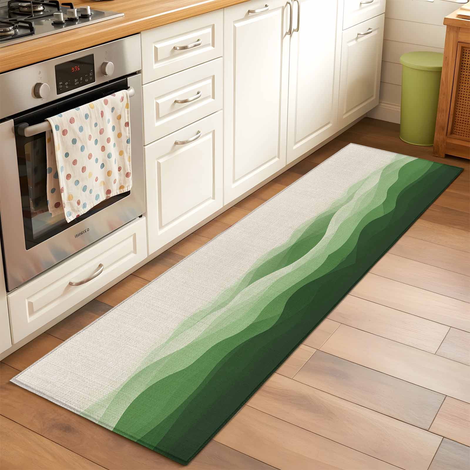 2'x6' Rug Runners for Hallways Kitchen, Green Beige Ombre Non Slip ...