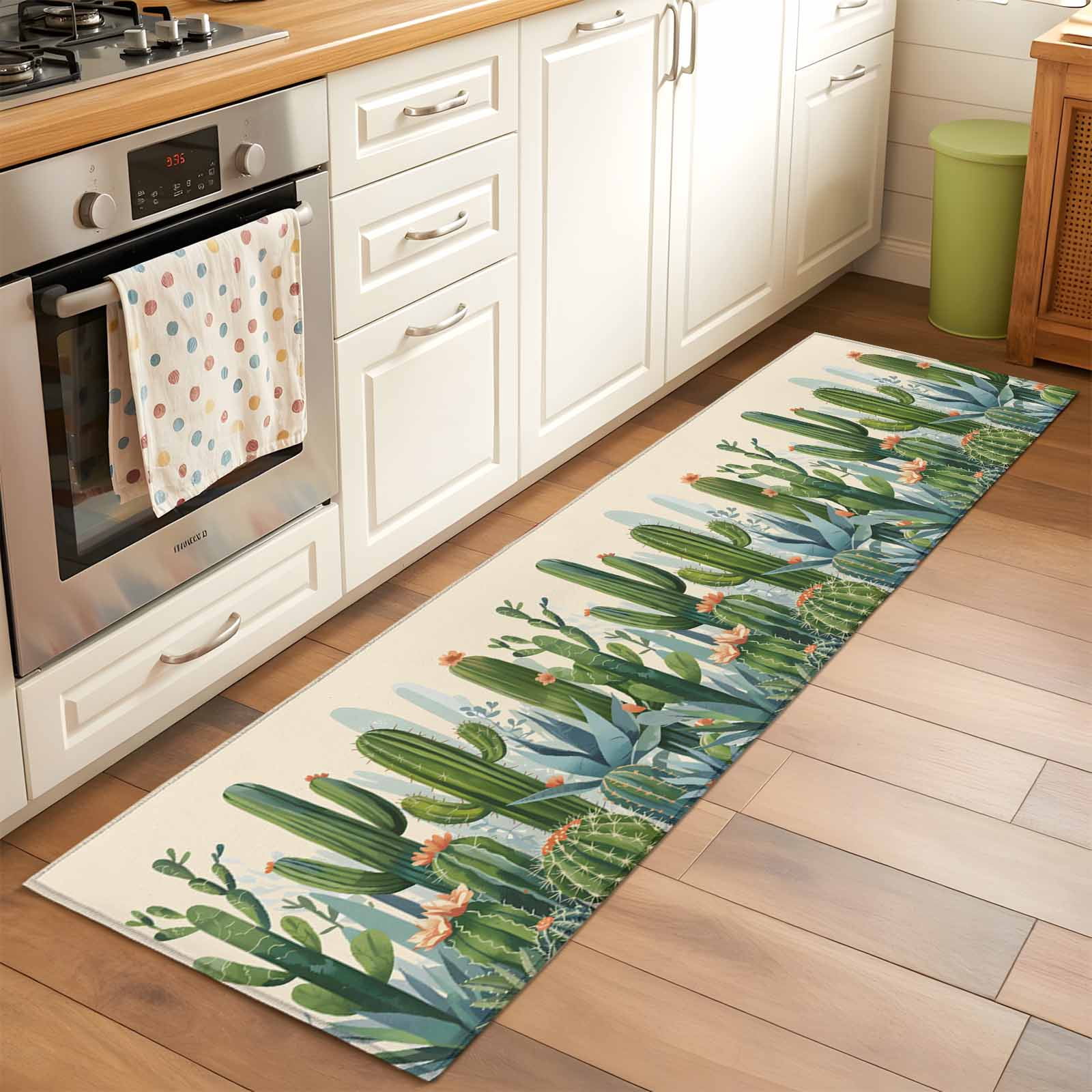 2'x6' Rug Runners for Hallways Kitchen, Green Cactus Non Slip Entryway ...