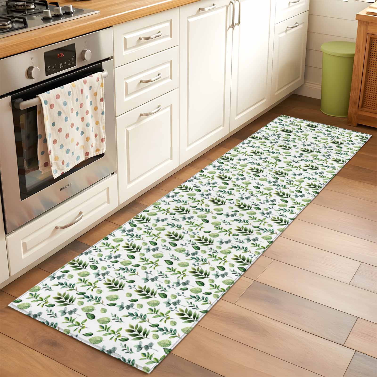 2'x6' Rug Runners for Hallways Kitchen, Green Leaves Non Slip Entryway ...