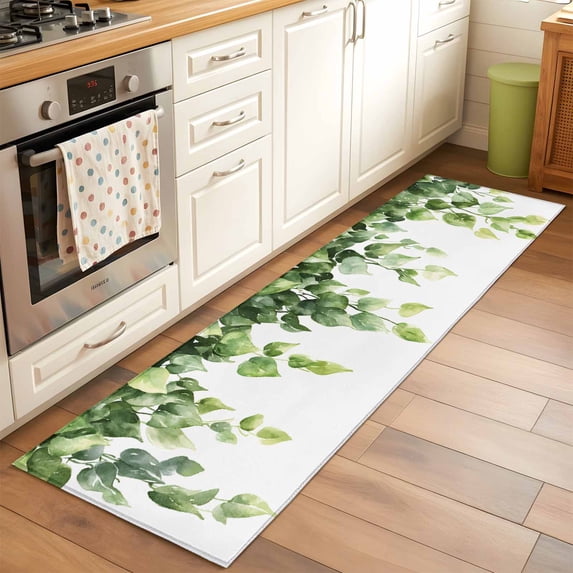 2'x6' Rug Runners for Hallways Kitchen, Green Leaves Non Slip Entryway ...