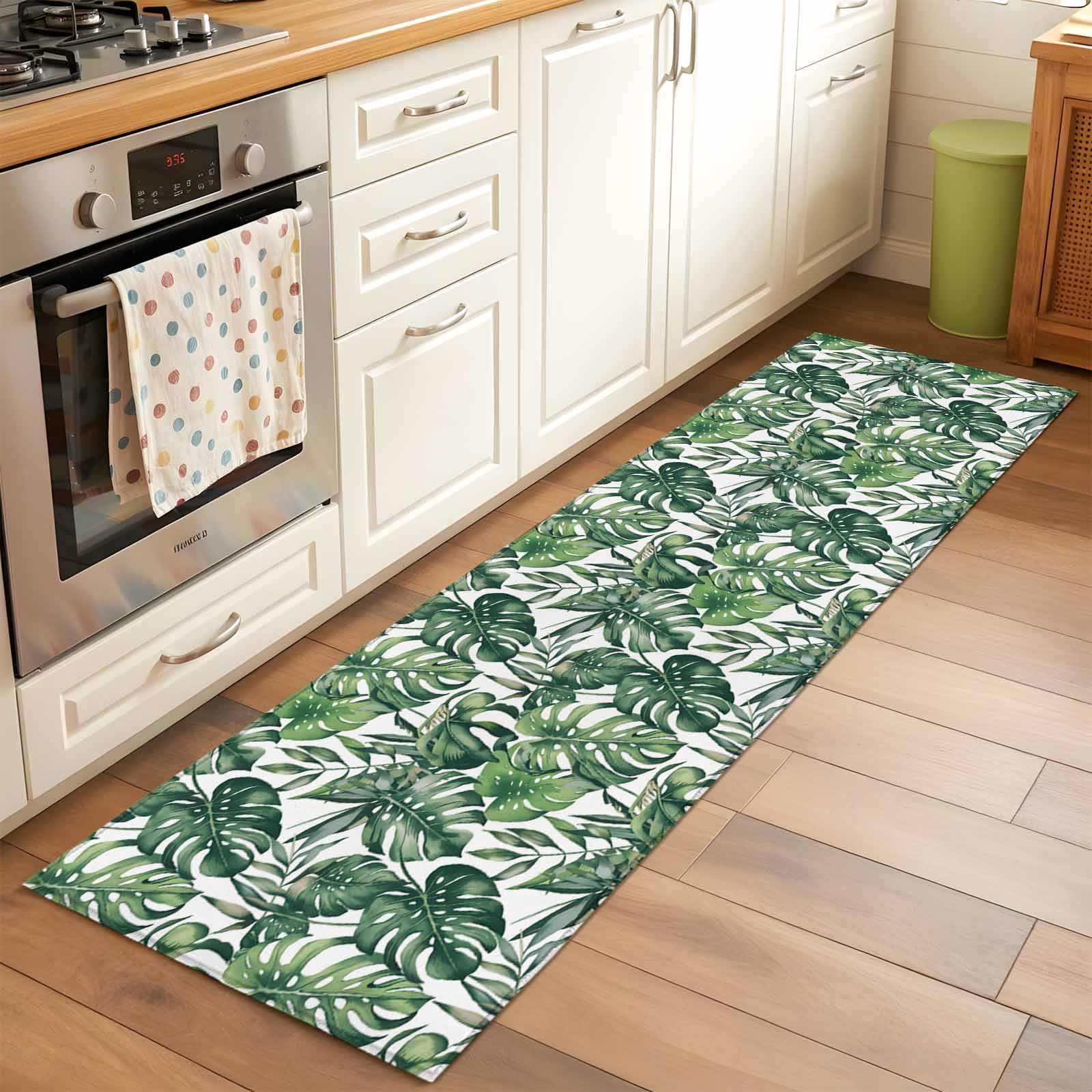 2'x6' Rug Runners for Hallways Kitchen, Green Palm Leaves Non Slip ...