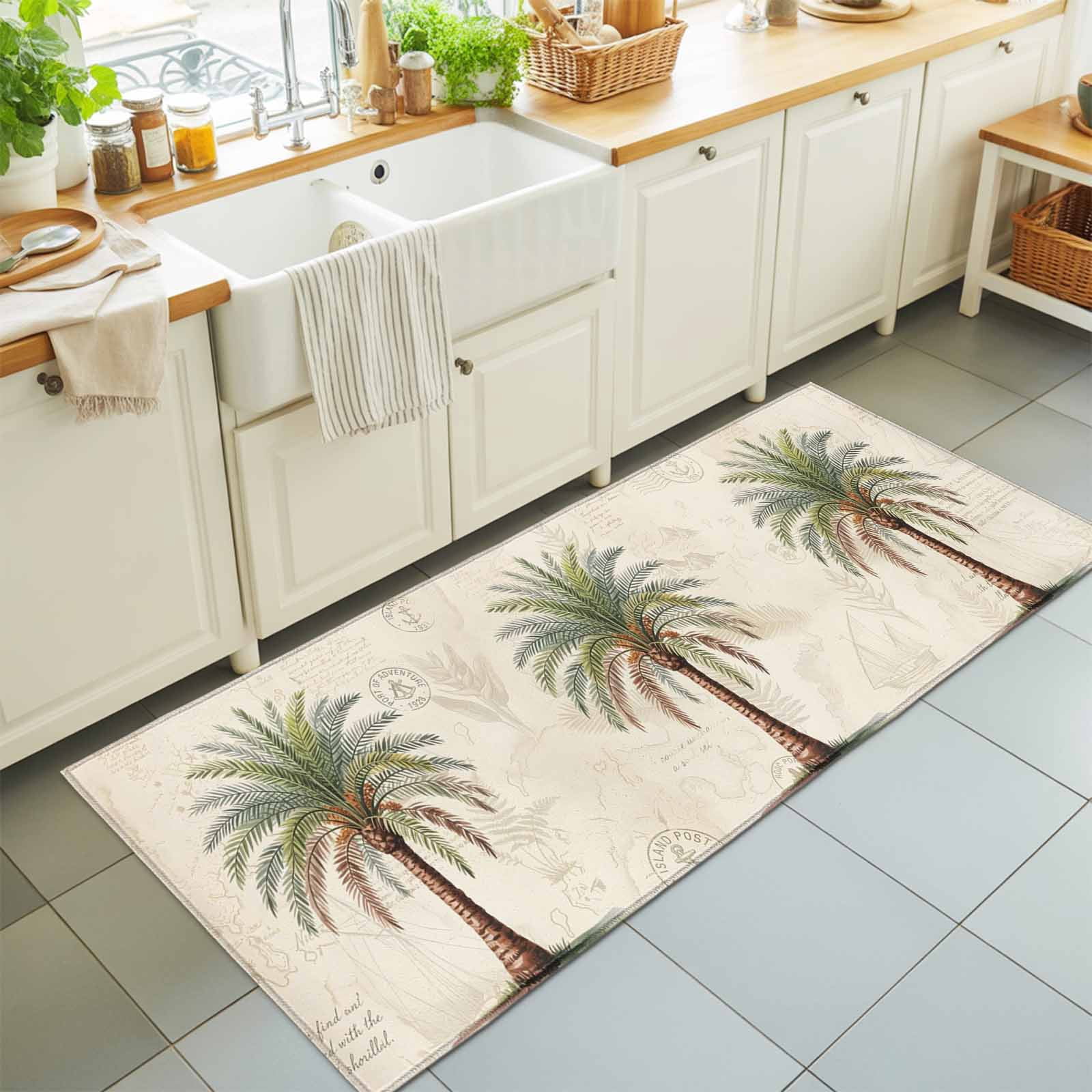 2'x6' Rug Runners for Hallways Kitchen, Green Palm Tree Non Slip ...