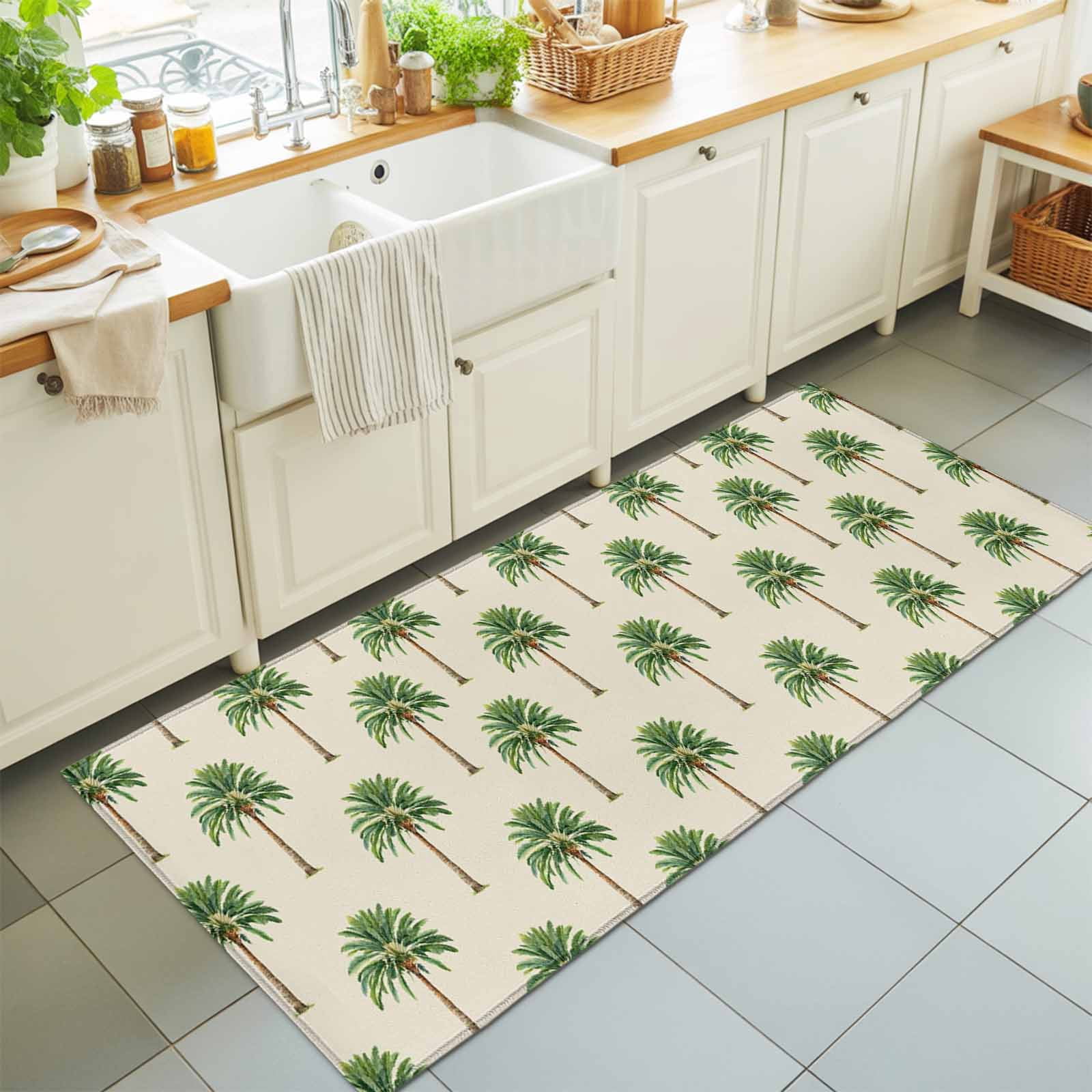 2'x6' Rug Runners for Hallways Kitchen, Green Palm Trees Non Slip ...