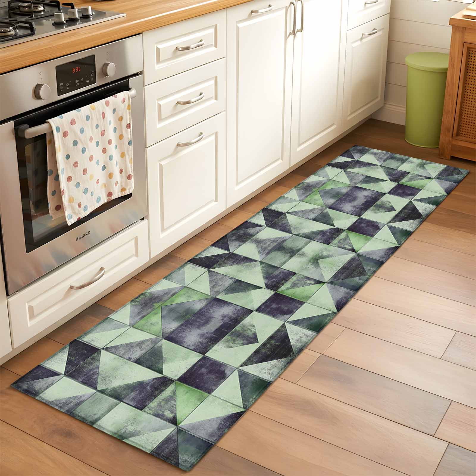 2'x6' Rug Runners for Hallways Kitchen, Grey Black Geometric Non Slip ...