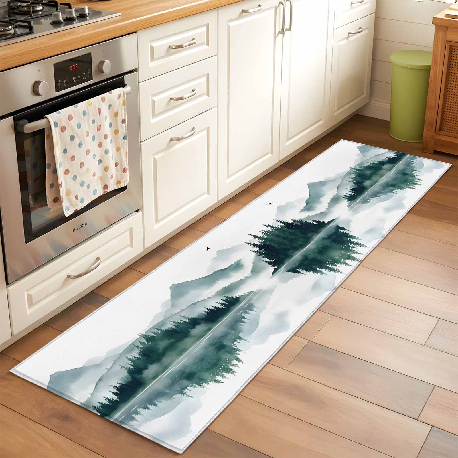2'x6' Rug Runners for Hallways Kitchen, Ink Green Mountain Non Slip ...