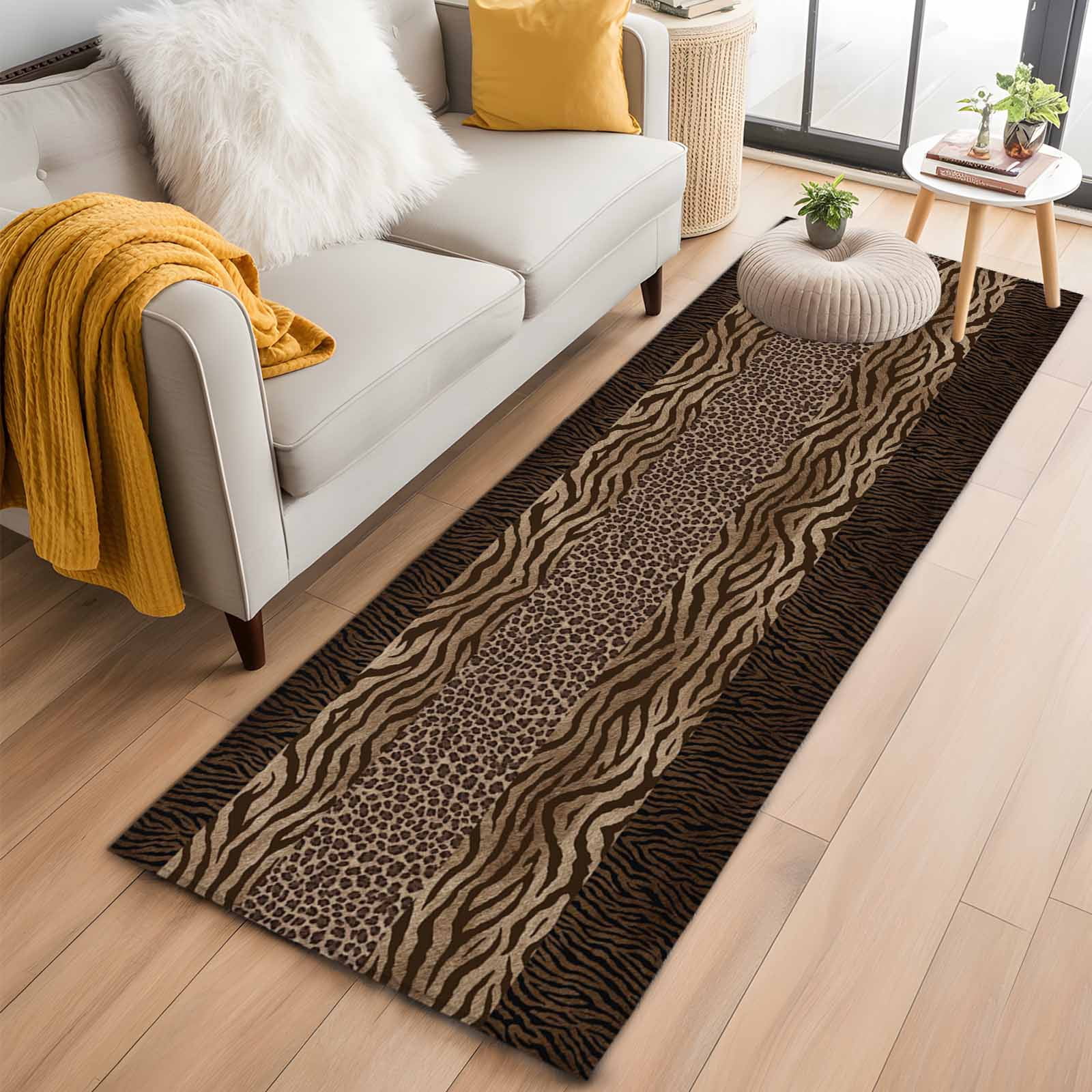 2'x6' Rug Runners for Hallways Kitchen, Leopard Zebra Print Non Slip ...