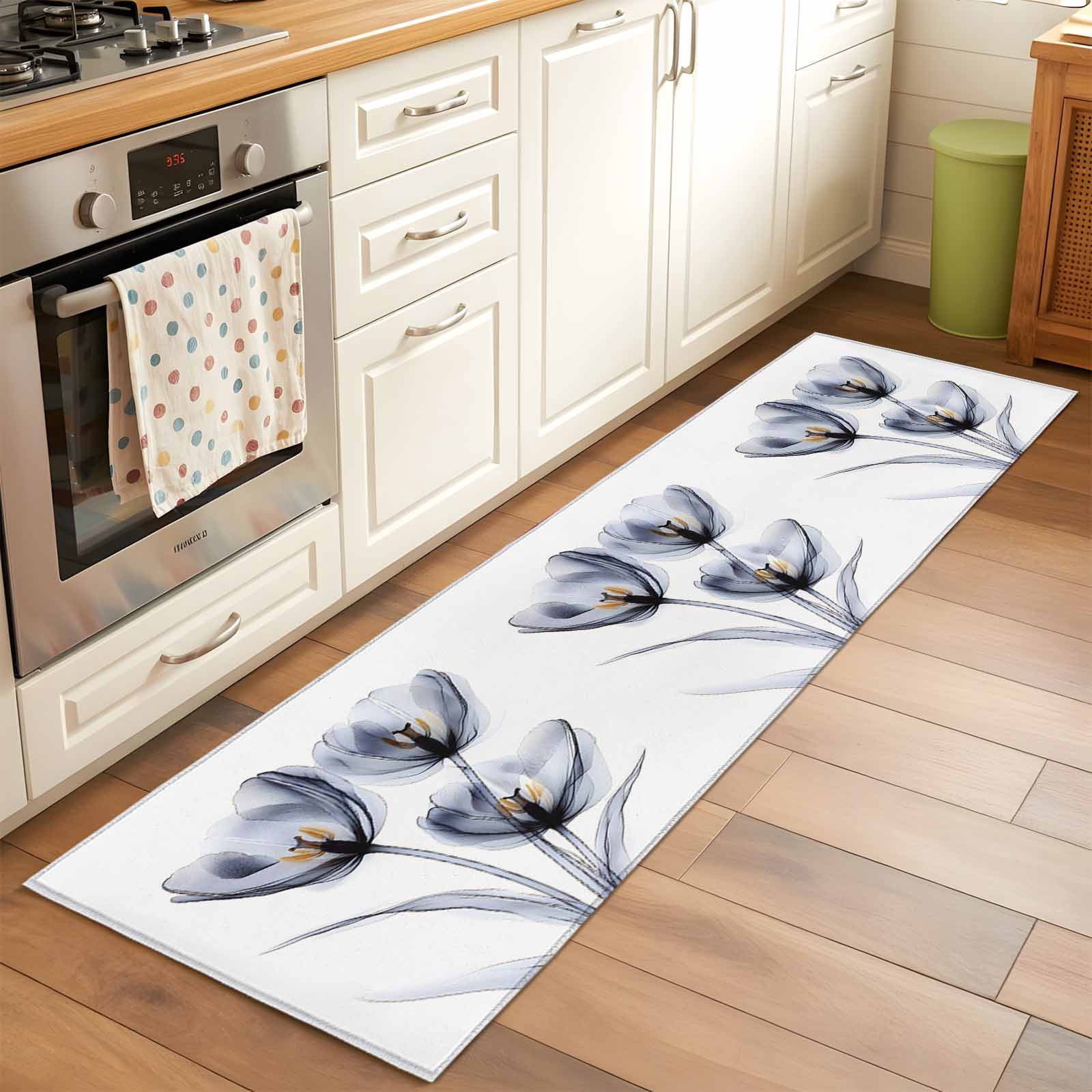 2'x6' Rug Runners for Hallways Kitchen, Light Grey Tulip Non Slip ...