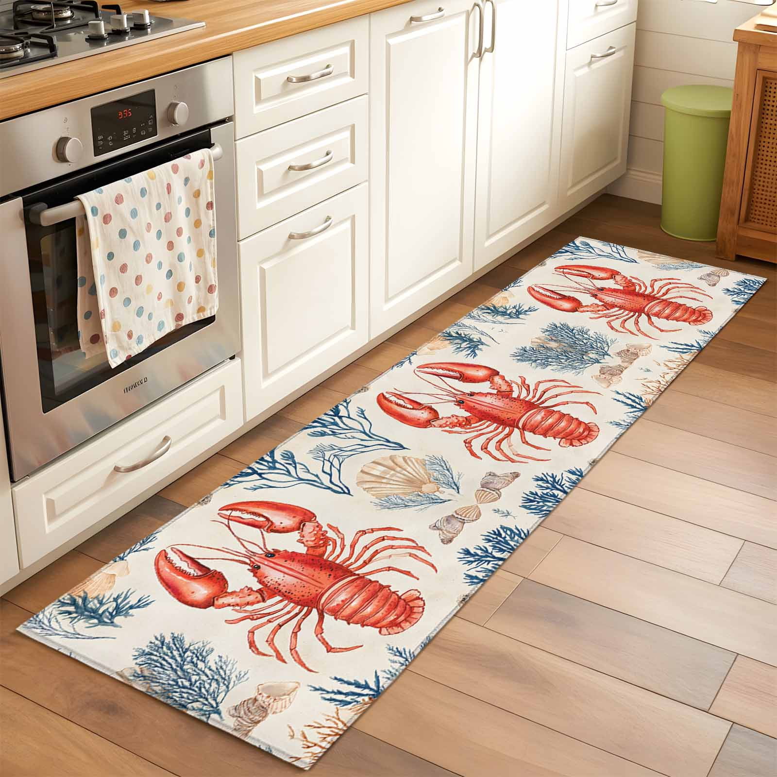 2'x6' Rug Runners for Hallways Kitchen, Lobster Coastal Non Slip ...