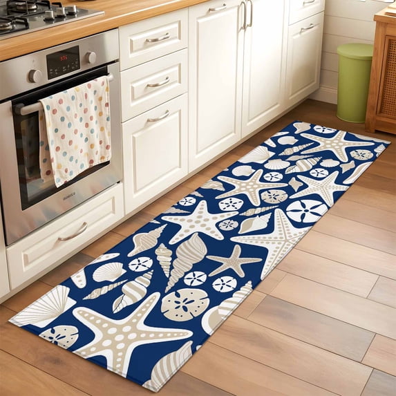 2'x6' Rug Runners for Hallways Kitchen, Navy Blue Ocean Non Slip ...