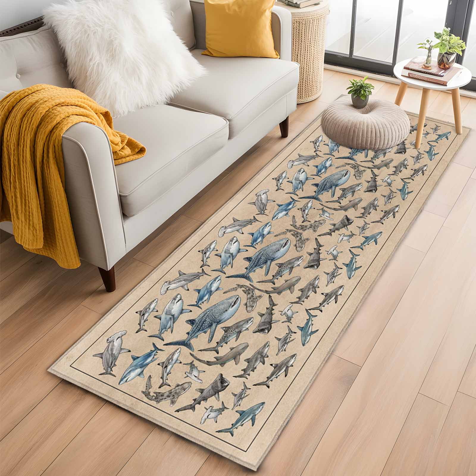 2'x6' Rug Runners for Hallways Kitchen, Ocean Sharks Non Slip Entryway ...