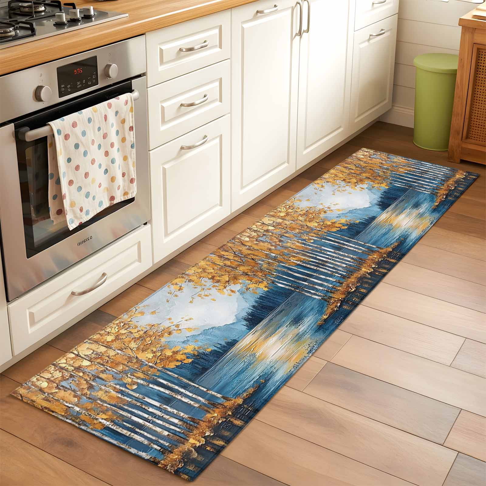 2'x6' Rug Runners for Hallways Kitchen, Oil Painting Blue Yellow Non ...