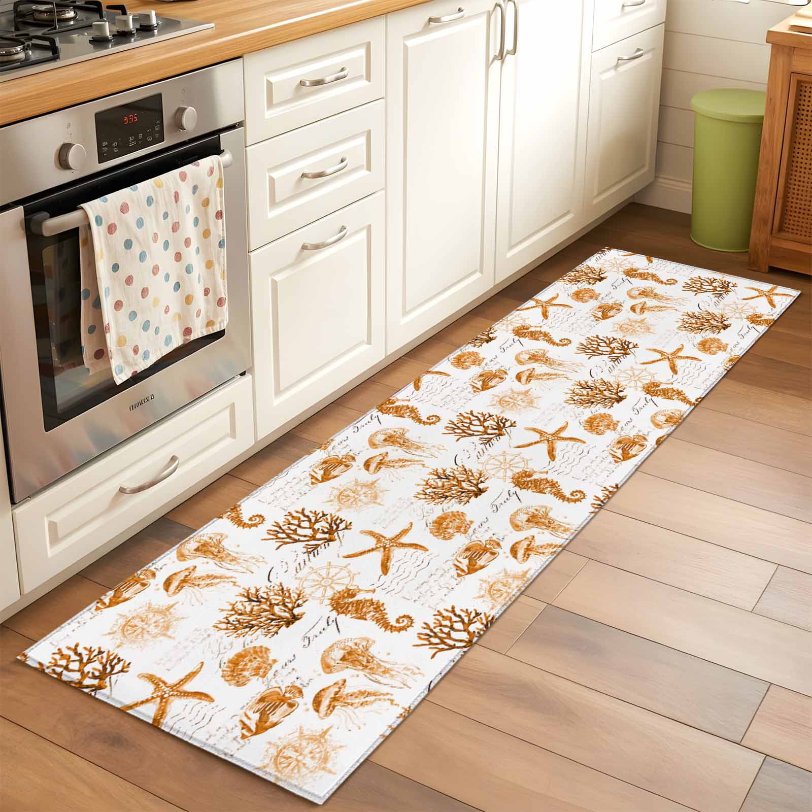 2'x6' Rug Runners for Hallways Kitchen, Orange Coastal Non Slip ...