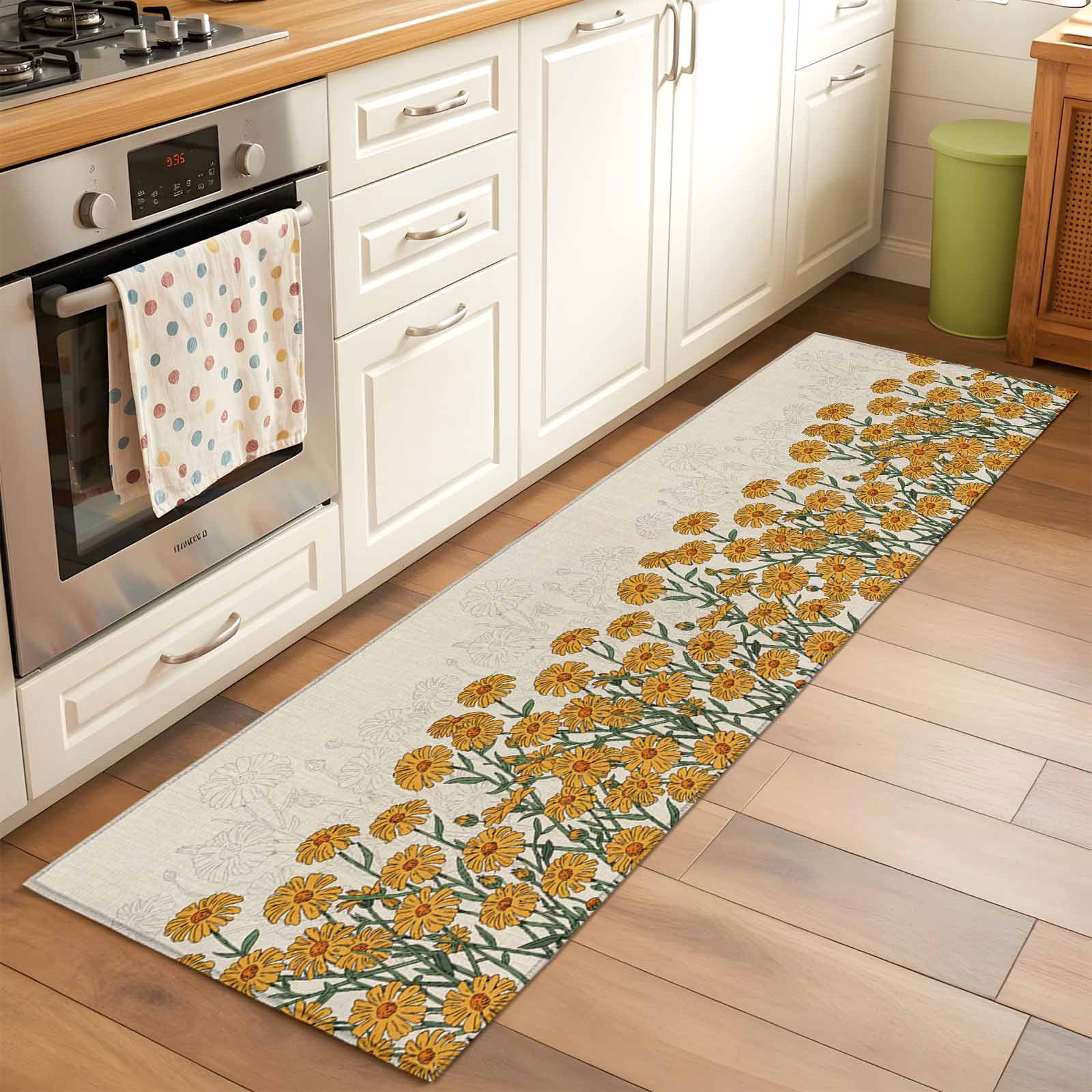 2'x6' Rug Runners for Hallways Kitchen, Orange Flower Non Slip Entryway ...