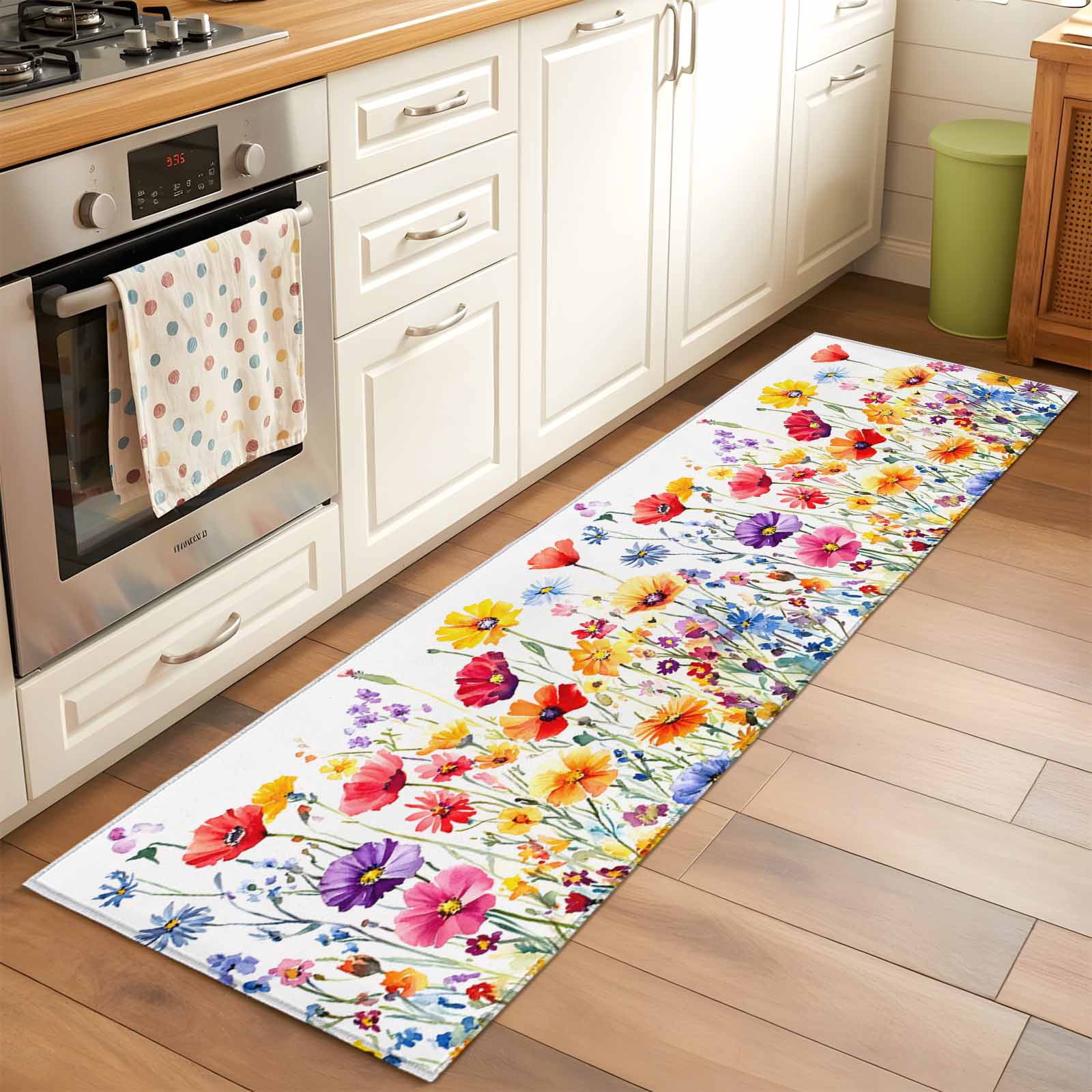 2'x6' Rug Runners for Hallways Kitchen, Orange Flower Non Slip Entryway ...