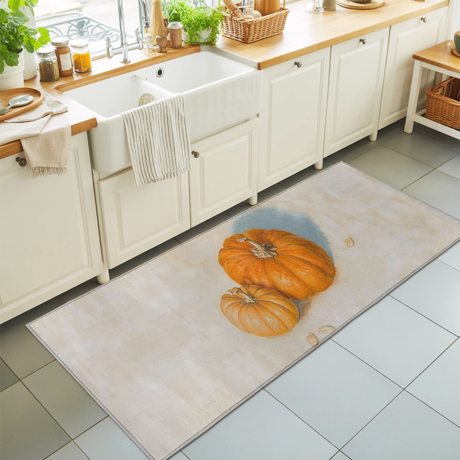 2'x6' Rug Runners for Hallways Kitchen, Orange Pumpkins Fall Non Slip ...