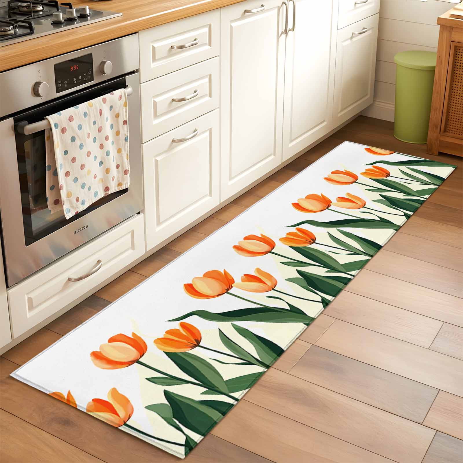 2'x6' Rug Runners for Hallways Kitchen, Orange Tulip Non Slip Entryway ...
