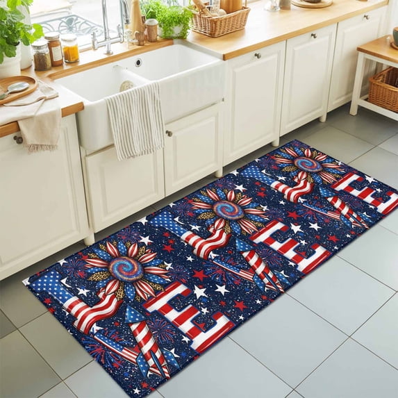 2'x6' Rug Runners for Hallways Kitchen, Patriotic American Flag Non ...