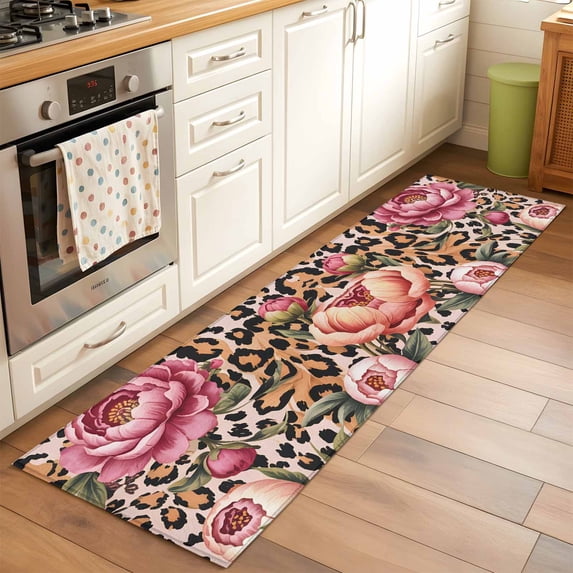 2'x6' Rug Runners for Hallways Kitchen, Pink Flowers Non Slip Entryway ...