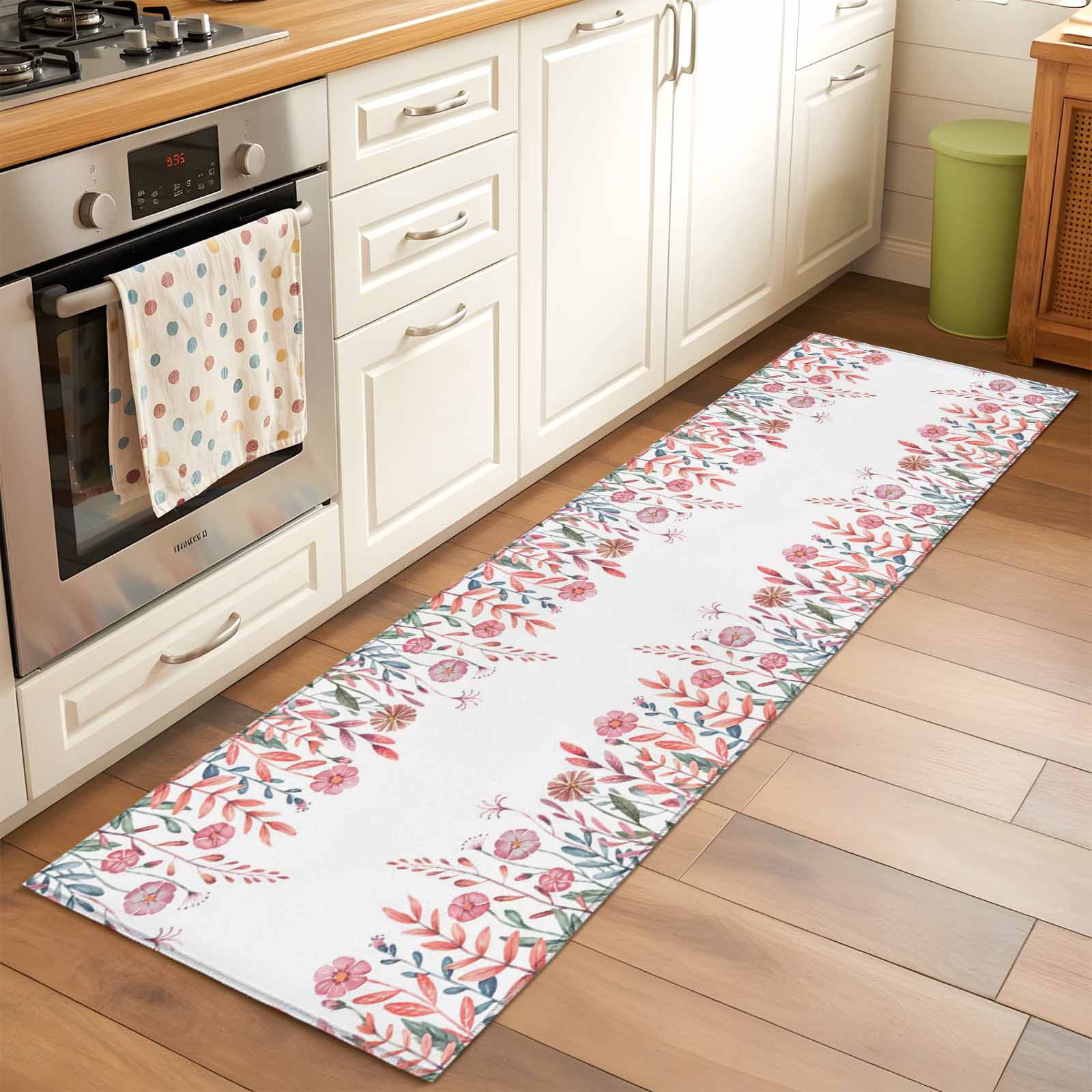 2'x6' Rug Runners for Hallways Kitchen, Pink Spring Floral Non Slip ...