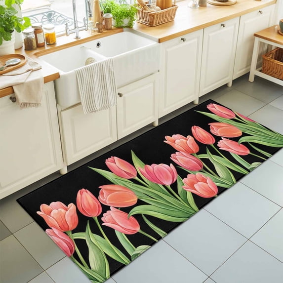 2'x6' Rug Runners for Hallways Kitchen, Pink Tulip Non Slip Entryway ...