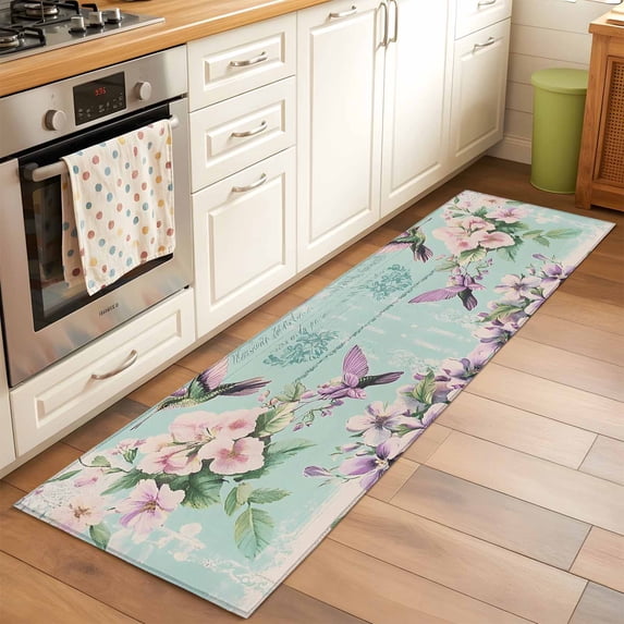 2'x6' Rug Runners for Hallways Kitchen, Purple Floral Blossom Non Slip ...