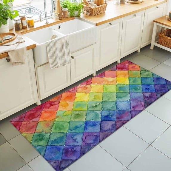 2'x6' Rug Runners for Hallways Kitchen, Rainbow Patchwork Non Slip ...