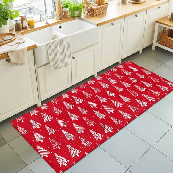 2'x6' Rug Runners for Hallways Kitchen, Red Christmas Trees Non Slip ...