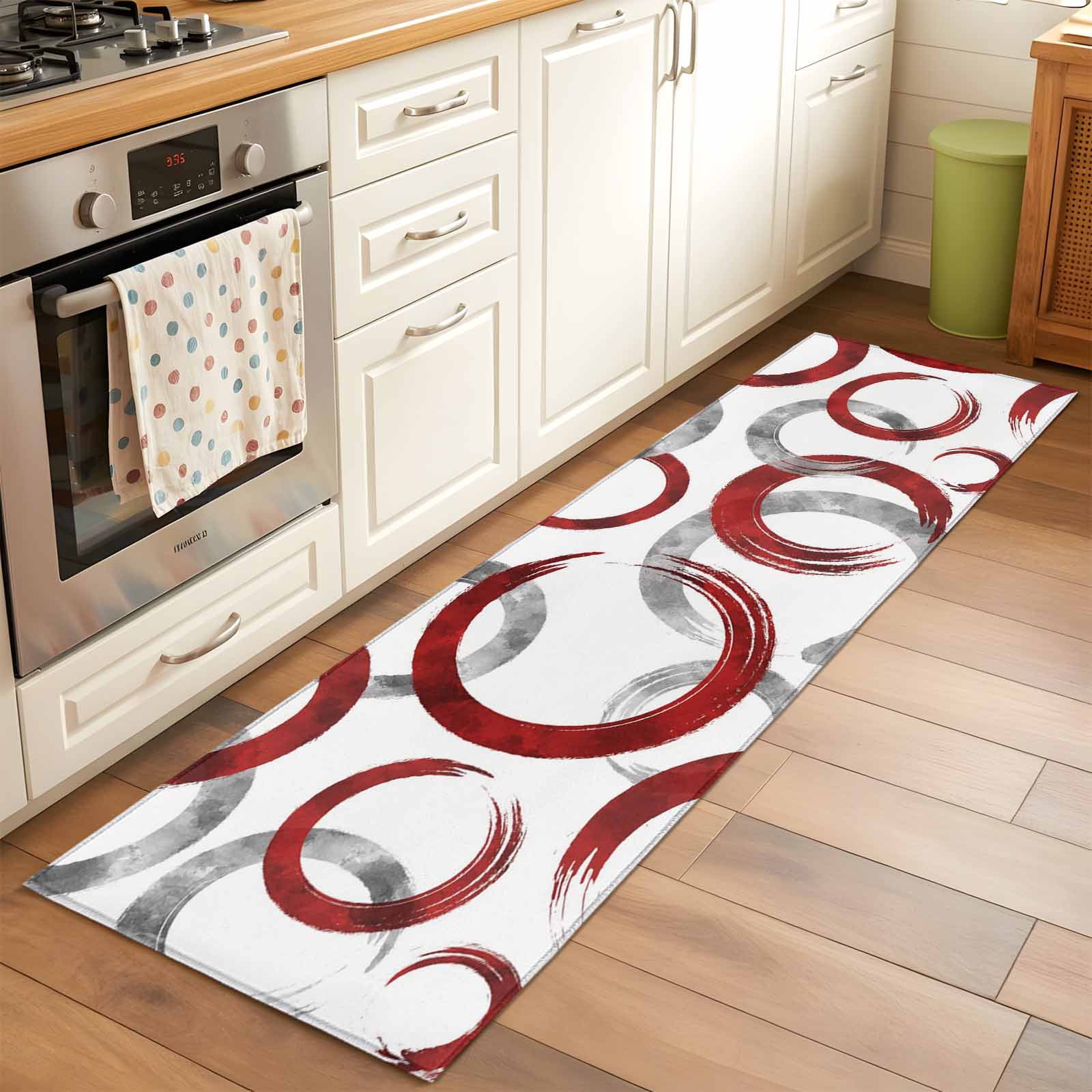 2'x6' Rug Runners for Hallways Kitchen, Red Grey Non Slip Entryway ...