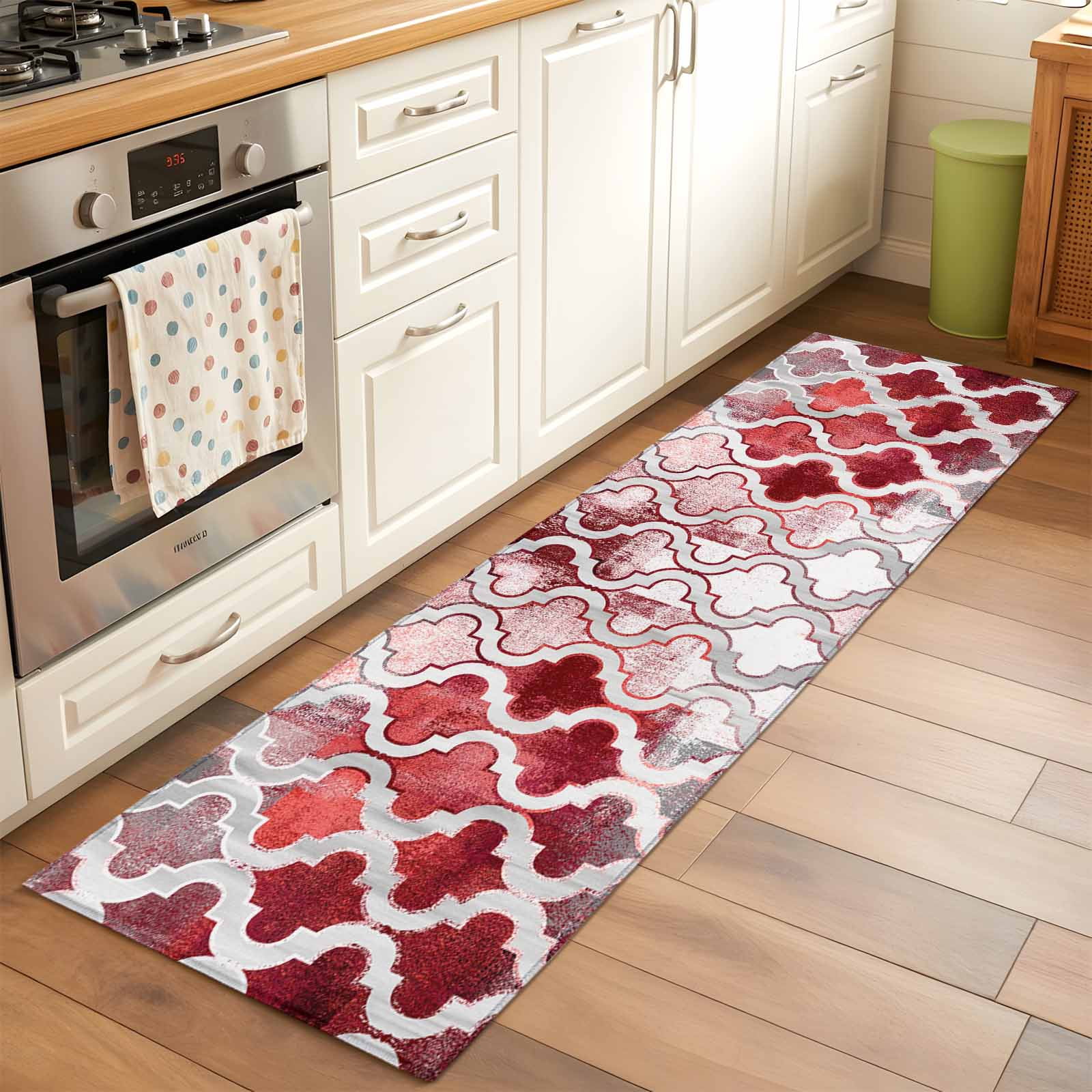 2'x6' Rug Runners for Hallways Kitchen, Red Morocco Non Slip Entryway ...