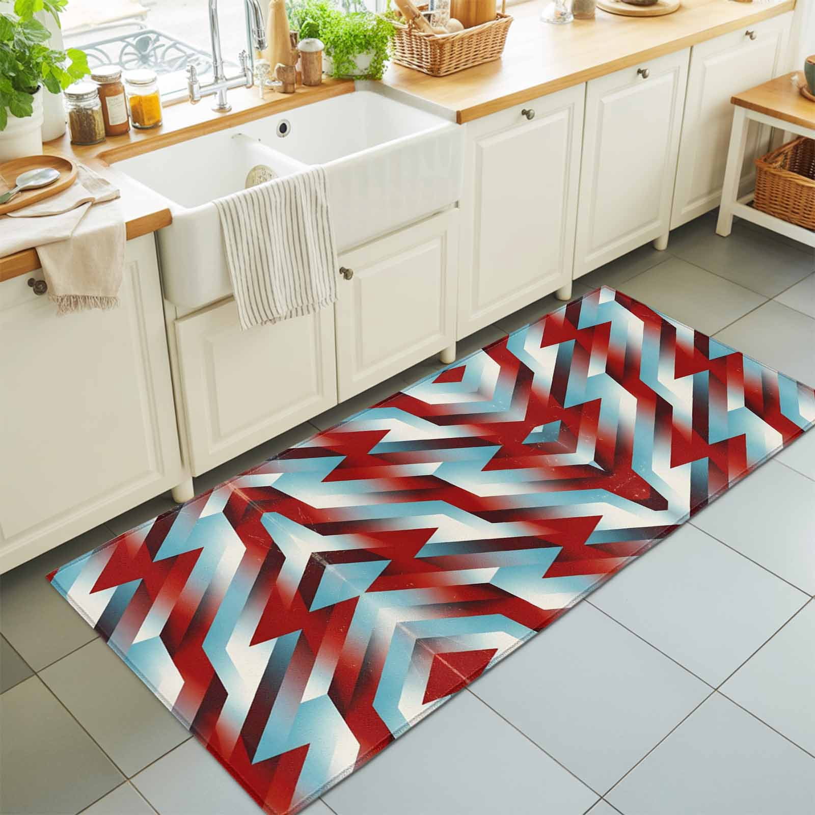 2'x6' Rug Runners for Hallways Kitchen, Red Teal Non Slip Entryway ...