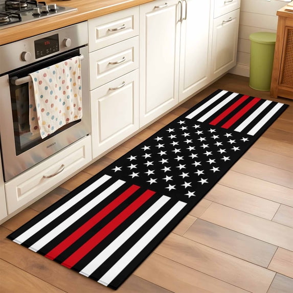 2'x6' Rug Runners for Hallways Kitchen, Red White American Flag Non ...