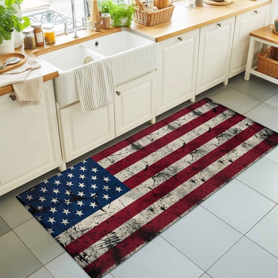 2'x6' Rug Runners for Hallways Kitchen, Retro American Flag Non Slip ...