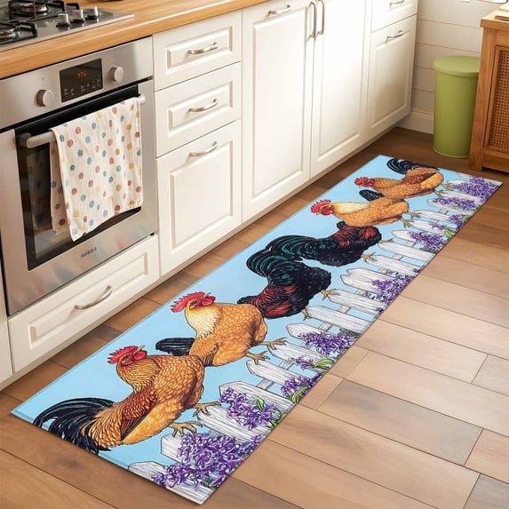 2'x6' Rug Runners for Hallways Kitchen, Retro Rooster Non Slip Entryway ...