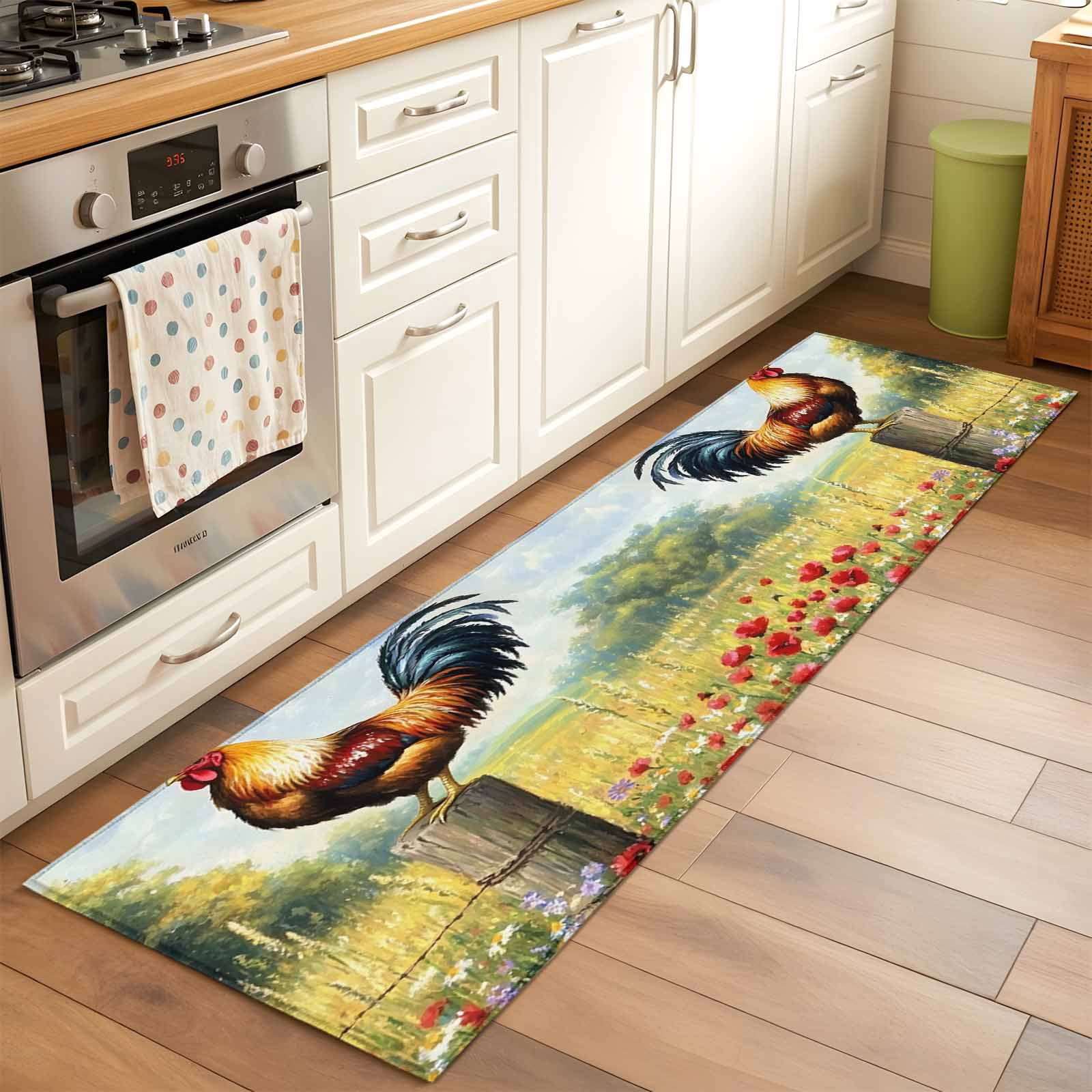 2'x6' Rug Runners for Hallways Kitchen, Retro Rooster Non Slip Entryway ...
