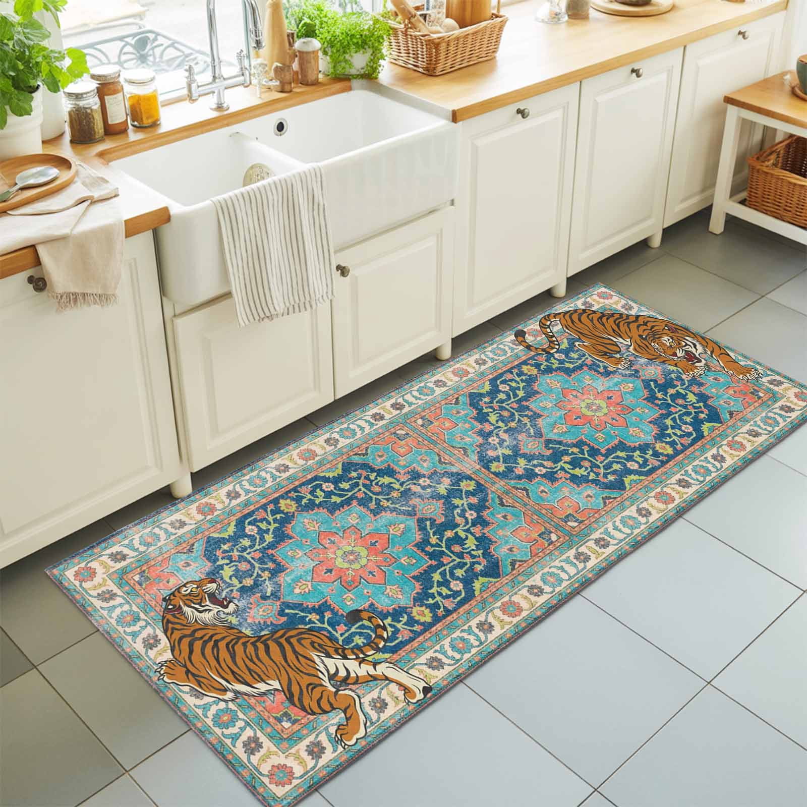 2'x6' Rug Runners for Hallways Kitchen, Retro Tiger Non Slip Entryway ...