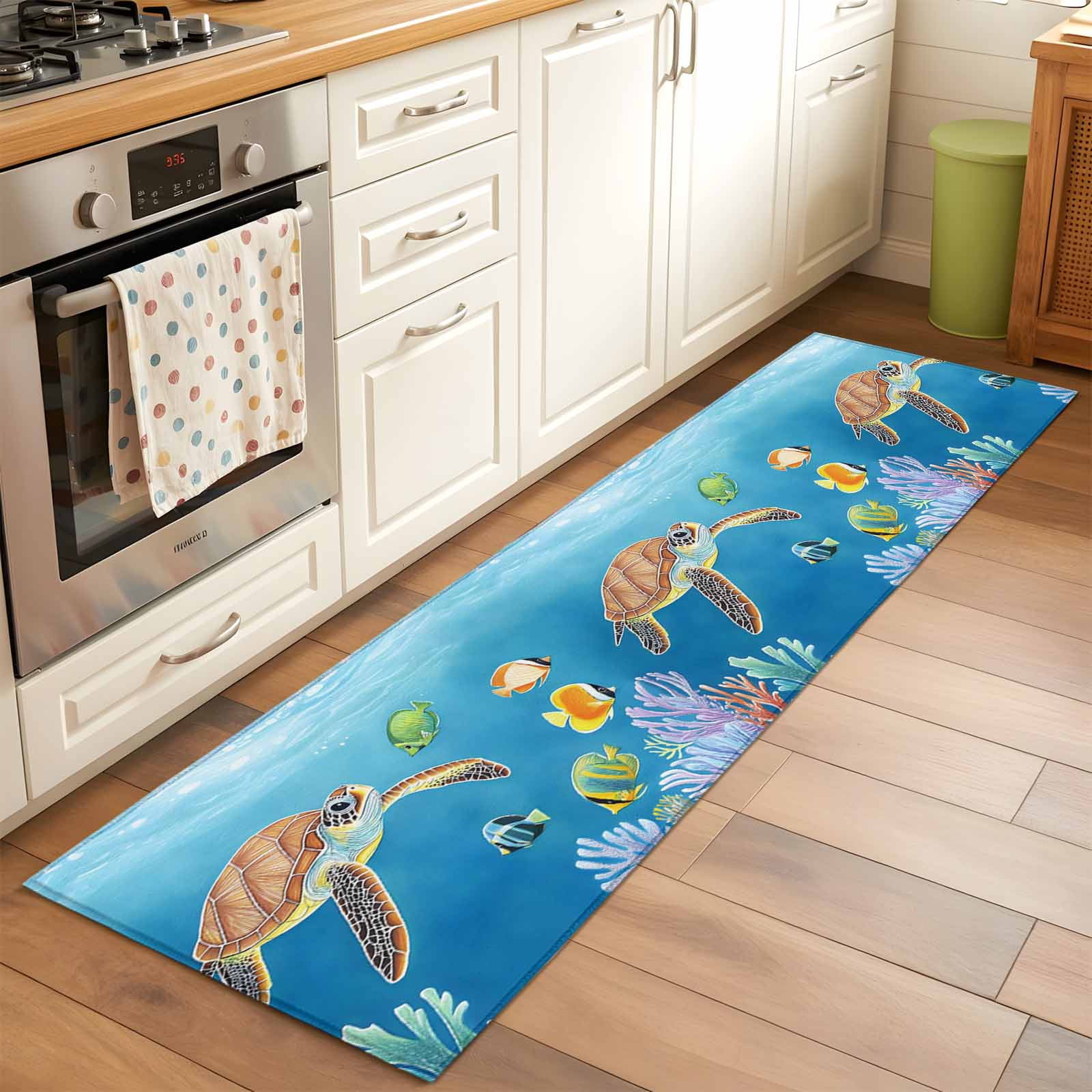 2'x6' Rug Runners for Hallways Kitchen, Sea Turtle Coastal Non Slip ...